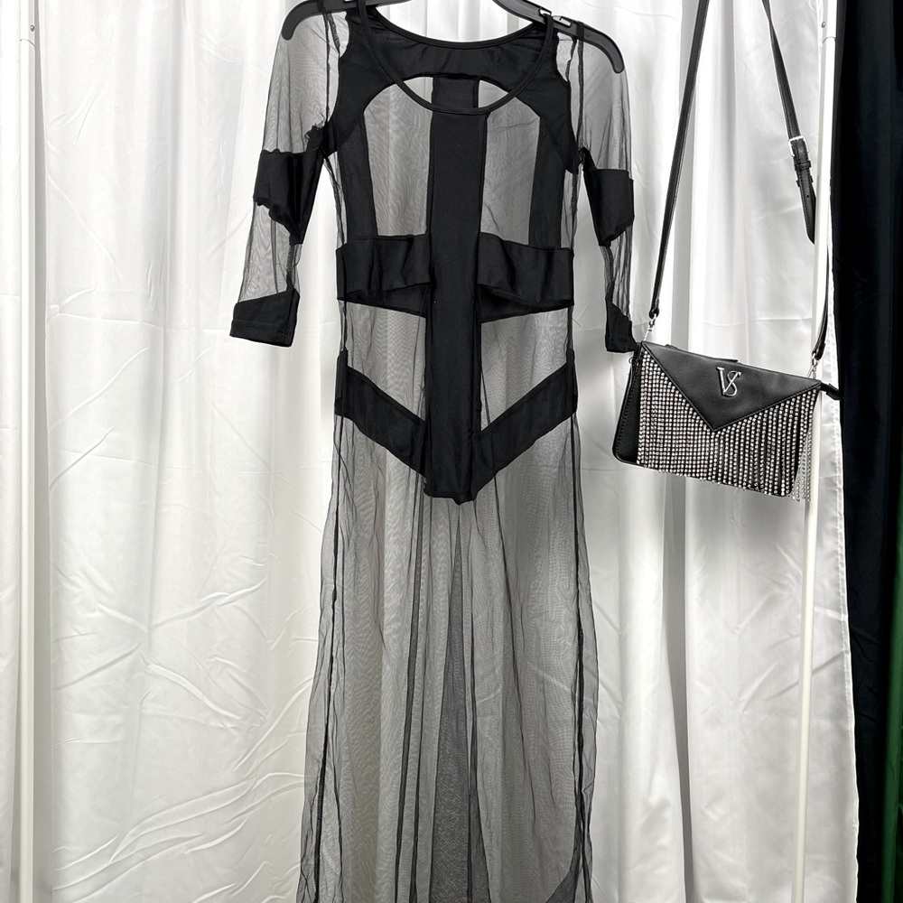 Black Sexy Sheer Dress For Date Night. - Gem